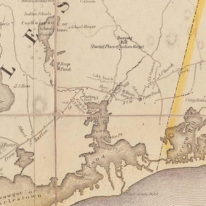 Washington County, Rhode Island - 1855 Old Map Homeowner Names Custom ...