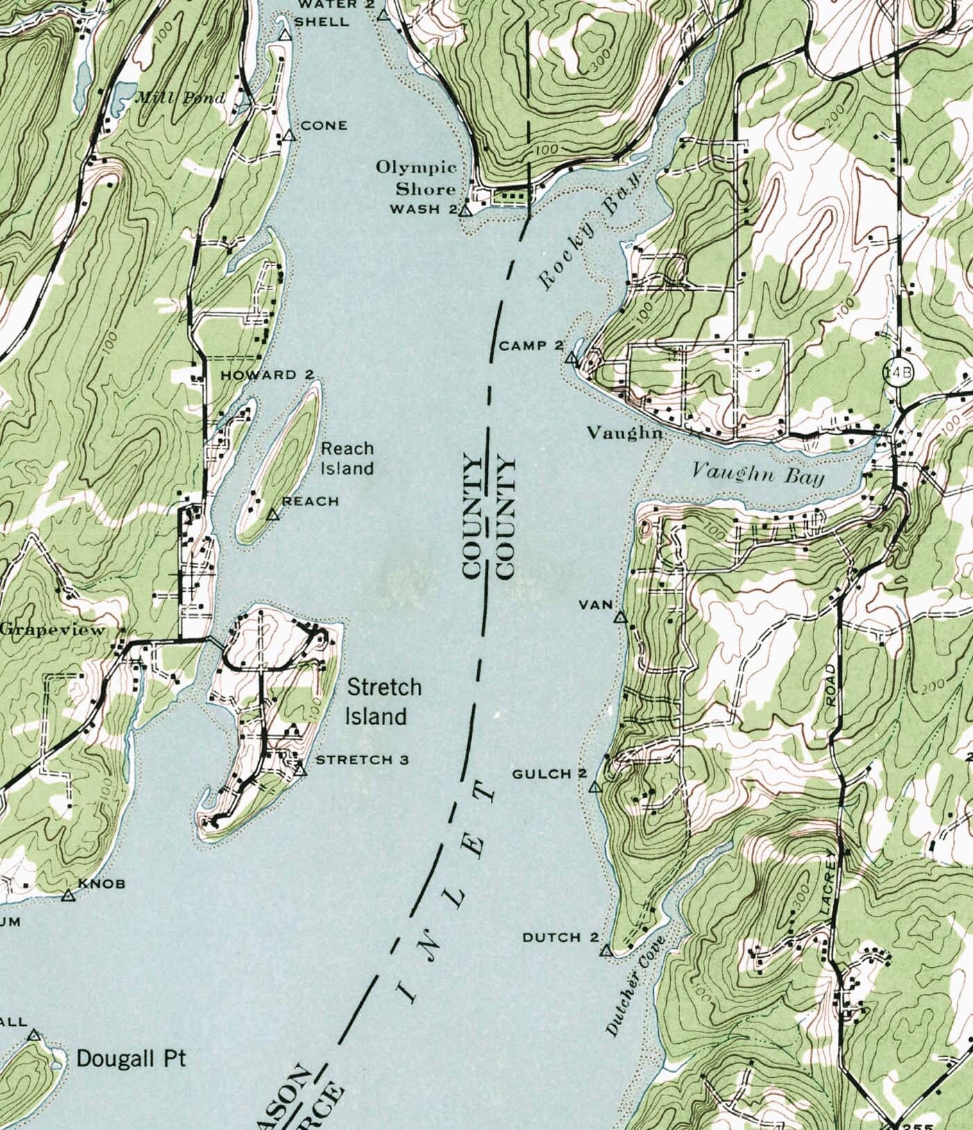 Key Peninsula - Ca. 1940 - USGS Old Topographic Map Custom Composite ...