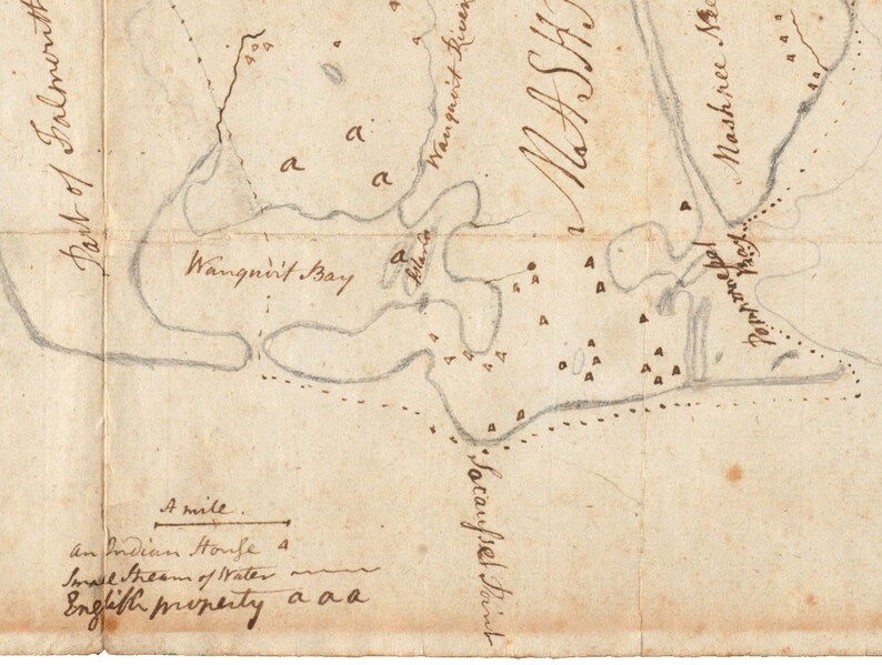 Mashpee 1785 Old Town Map Indian Sites Massachusetts - Etsy