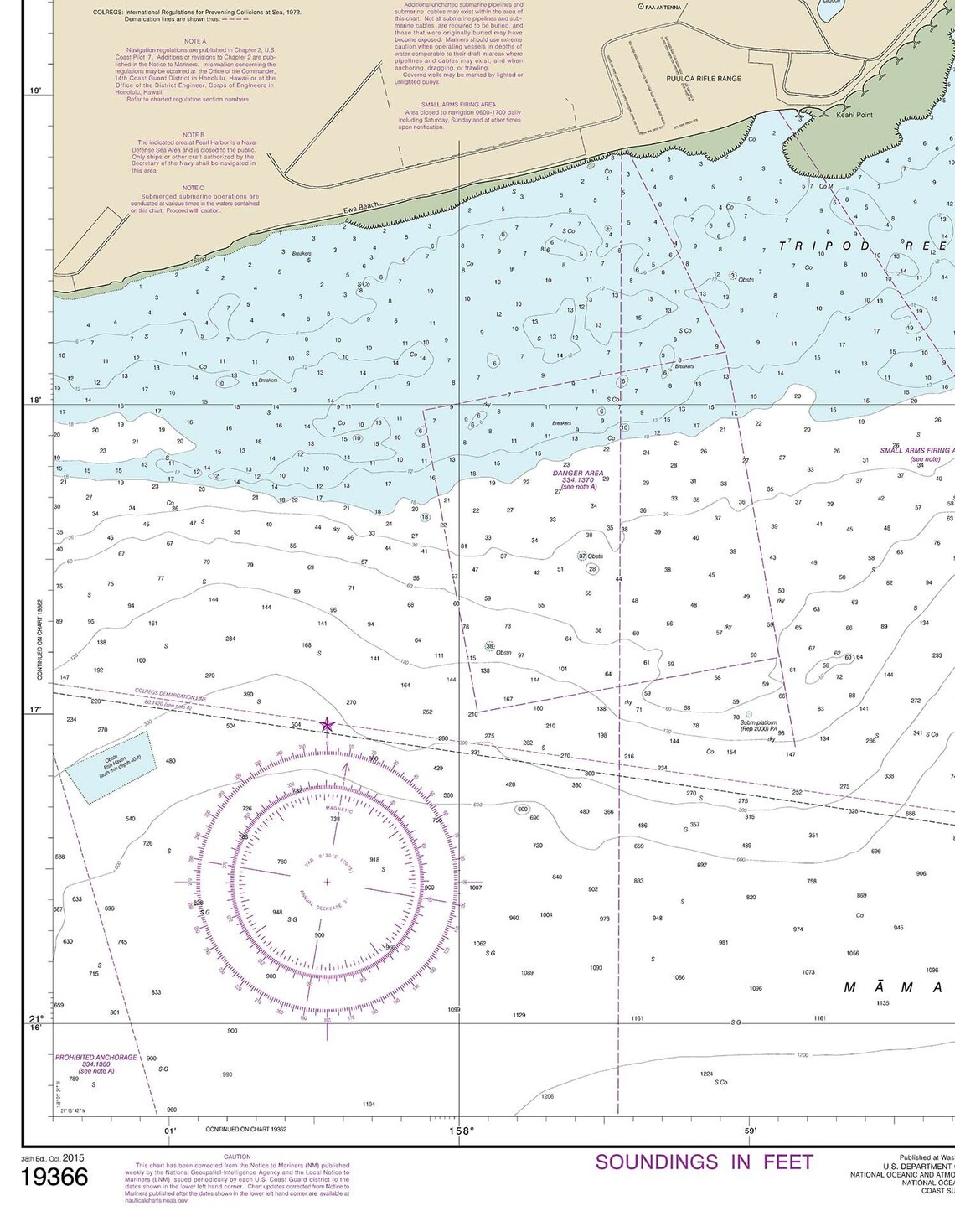 Pearl Harbor 2015 Nautical Map Hawaii PC Harbors Oahu - Etsy