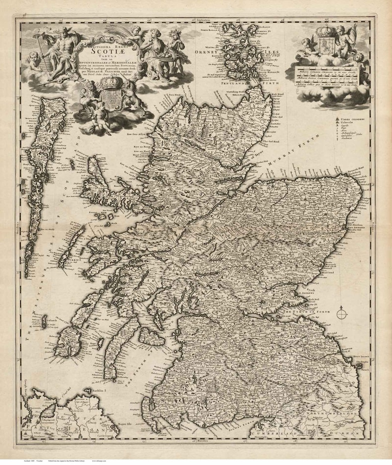 Scotland 1689 Old Map Visscher Reprint | Etsy