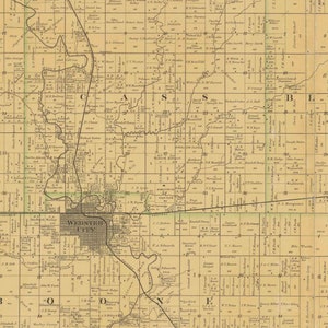 Hamilton County Iowa 1883 Old Wall Map With Landowner Names Farm Lines ...