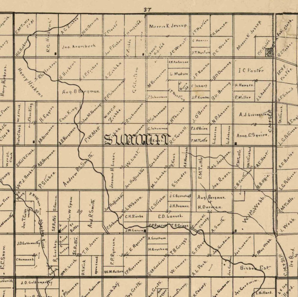 Clay County Iowa 1896 Old Wall Map With Landowner Names Farm | Etsy