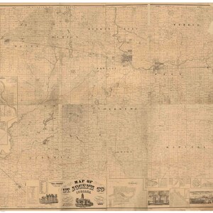 St. Joseph County Indiana 1863 - Old Wall Map Reprint With Landowner ...