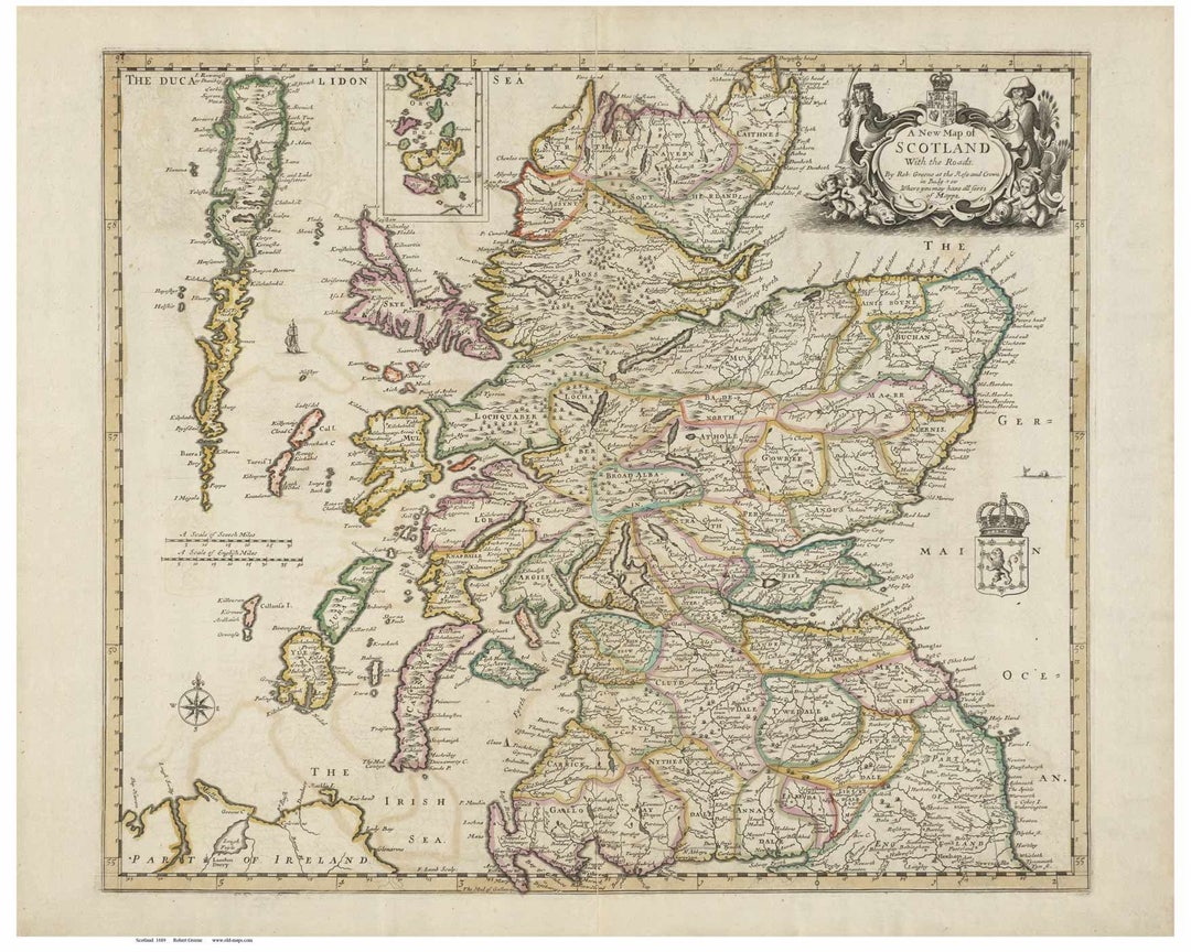Scotland 1689 Old Map - Greene - Reprint - Etsy