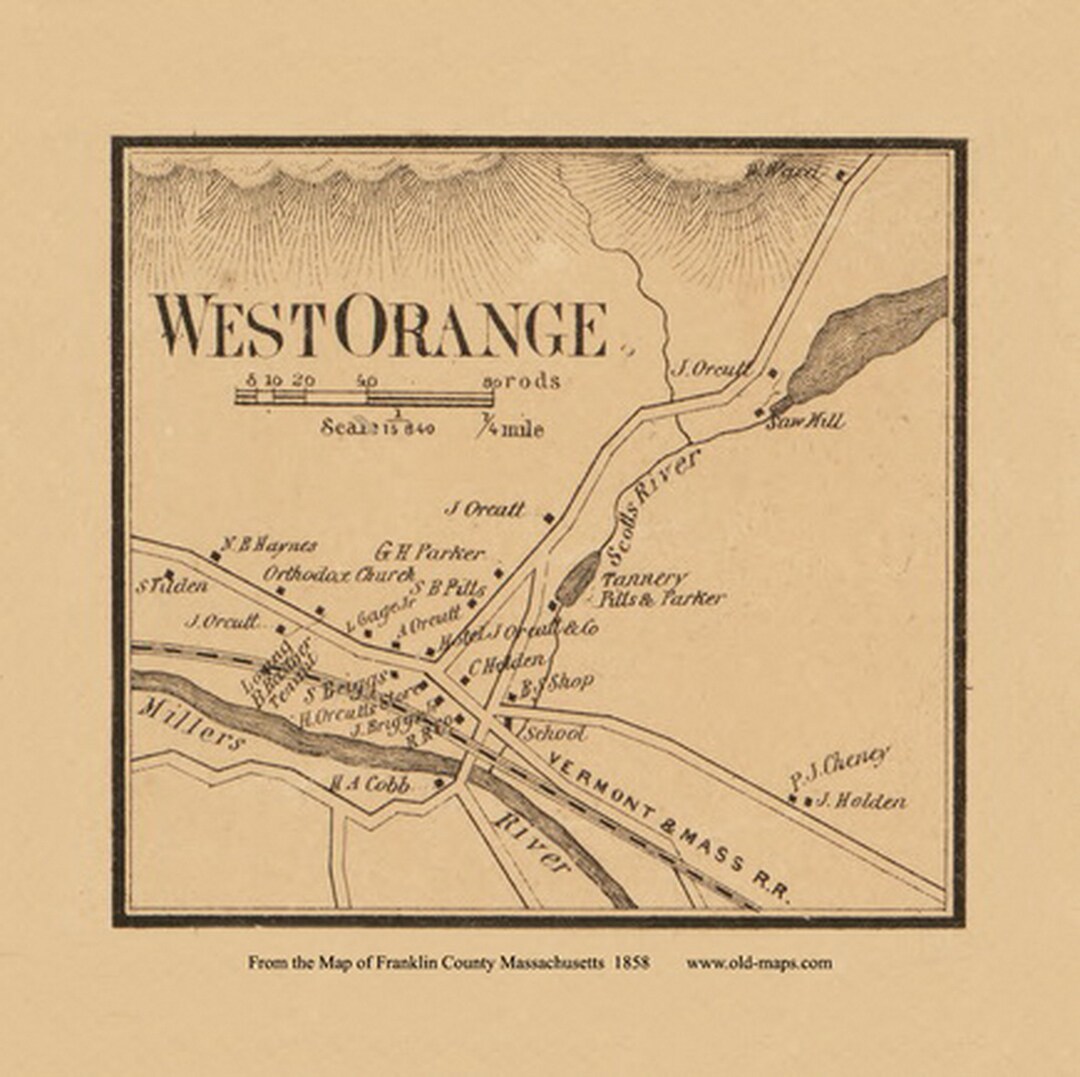 West Orange Old Town Map With Homeowner Names - Massachusetts Reprint ...
