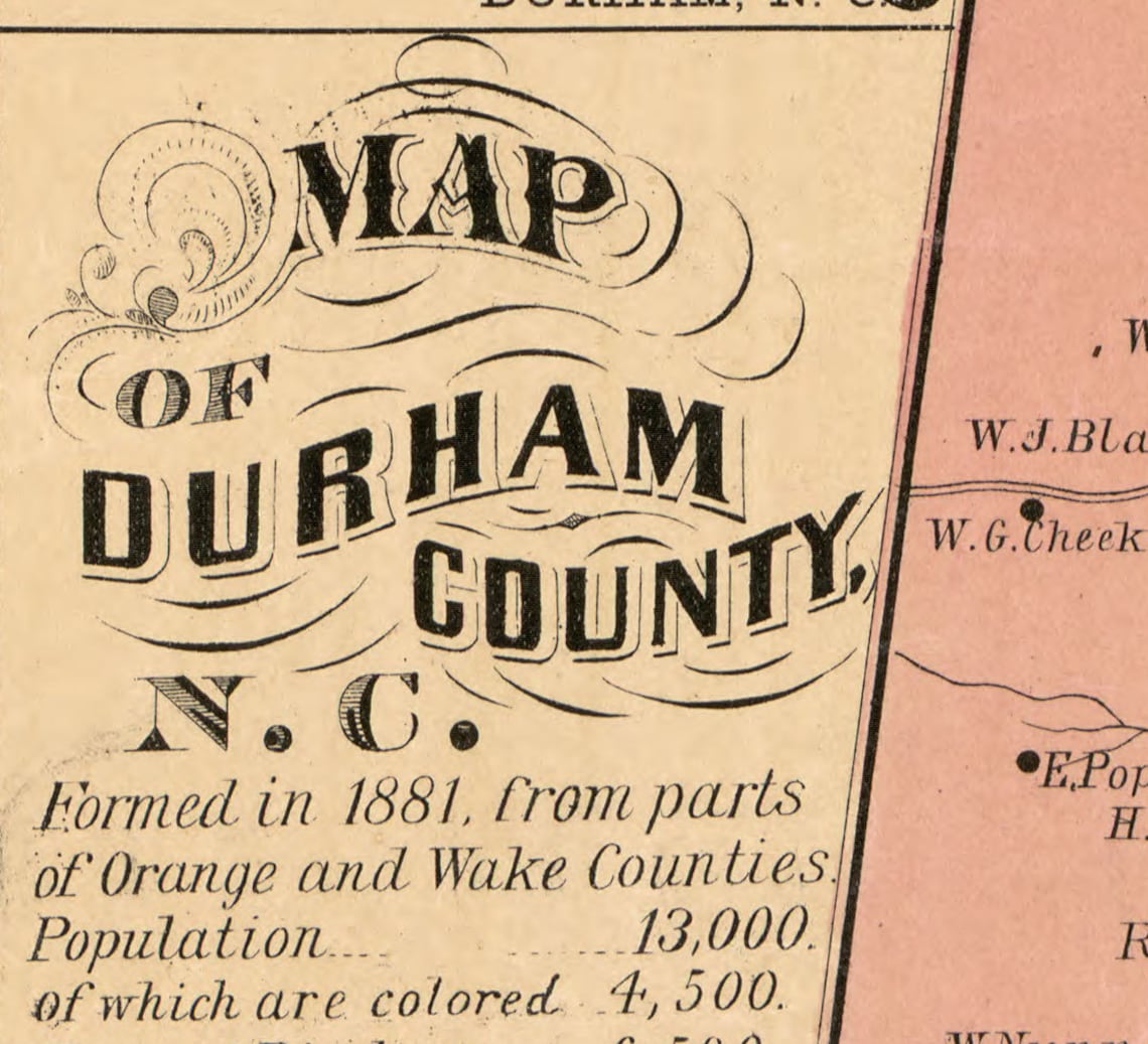 Durham County North Carolina 1887 - Old Wall Map With Homeowner Names ...