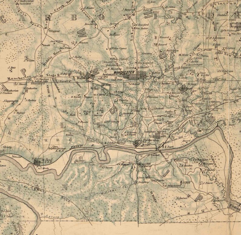 St Louis County Missouri 1857 - Old Wall Map With Landowner Names ...