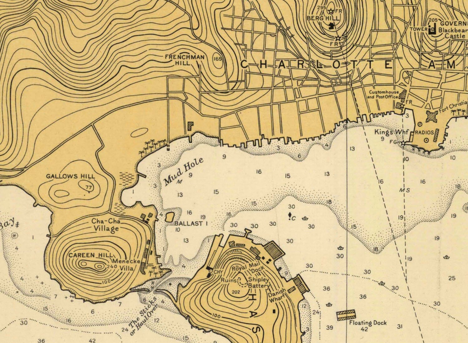 Saint Thomas Harbor - Virgin Islands - 1920 Nautical Map Including ...