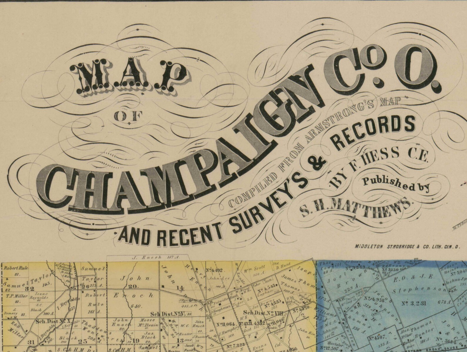 Champaign County Ohio 1858 Old Wall Map Reprint With - Etsy
