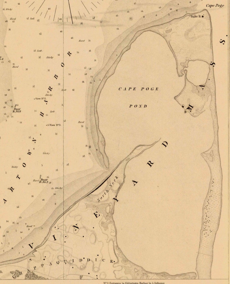 Edgartown Harbor MA 1848 Nautical Map Reprint 20000 - Etsy