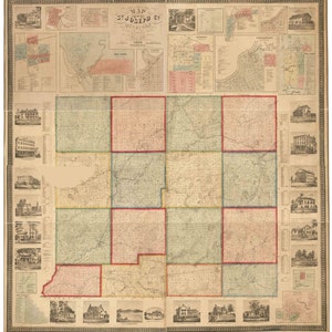 St. Joseph County Michigan 1858 - Old Wall Map Reprint With Homeowner ...
