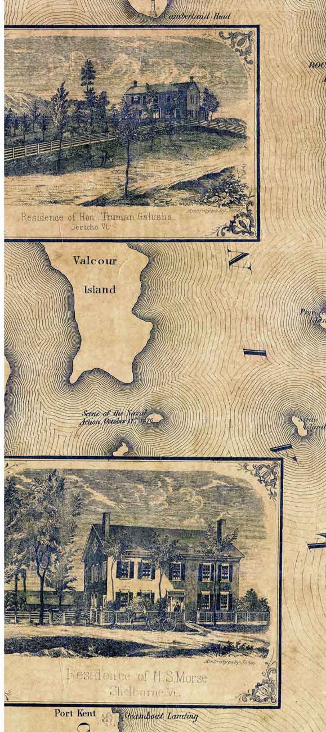 Lake Champlain & the Islands 1857 Map of Towns by Walling Composite Map ...