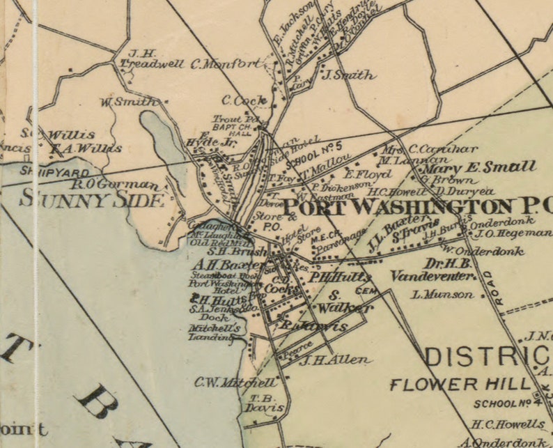 North Hempstead 1886 Old Town Map With Homeowner Names New - Etsy