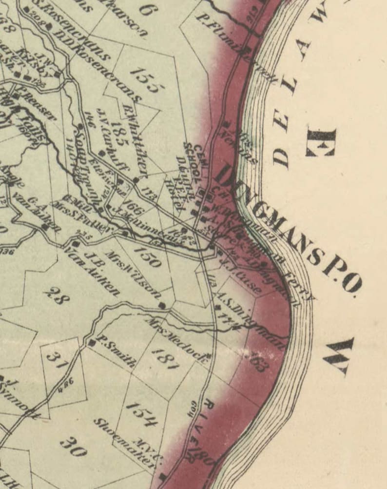 Delaware Township Dingman's Ferry 1872 Town Map With - Etsy