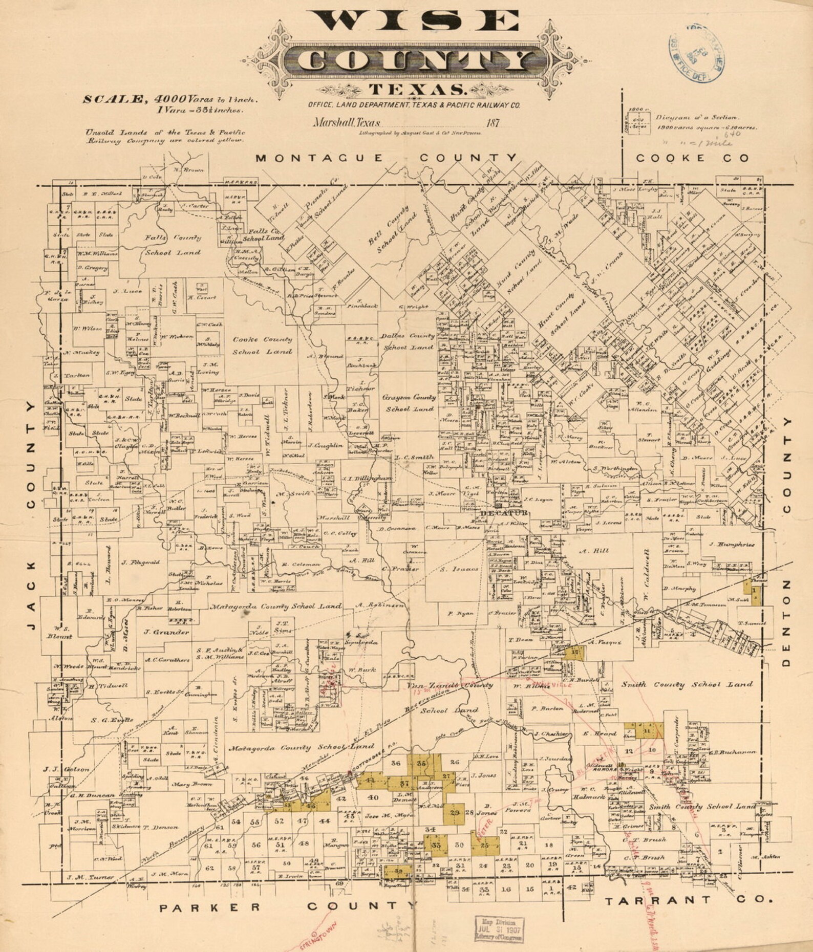 Wise County Texas 1870xb Old Wall Map Reprint With Land | Etsy
