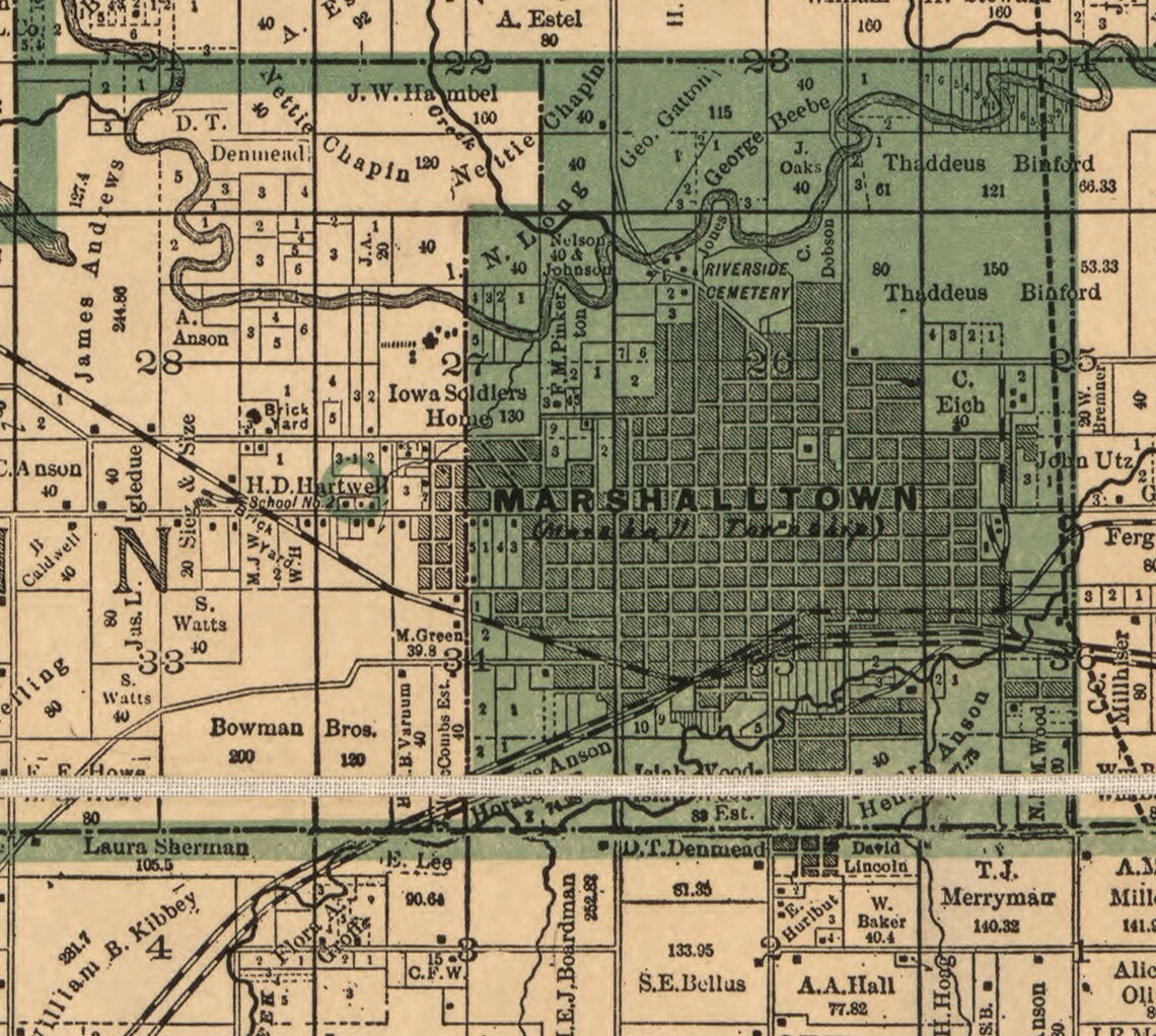 Marshall County Iowa 1896 Old Wall Map With Landowner Names | Etsy