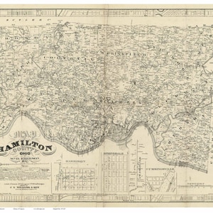 Hamilton County Ohio 1847 - Old Wall Map Reprint With Homeowner Names ...