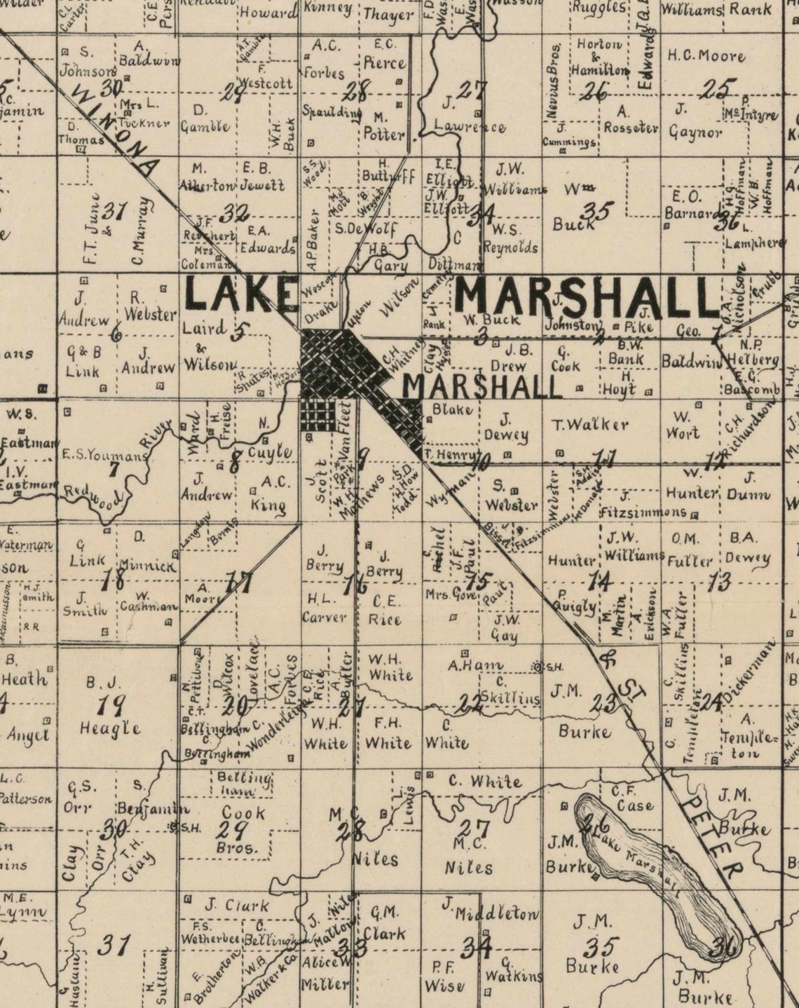 Lyon County Minnesota 1884 Old Wall Map Reprint with - Etsy.de