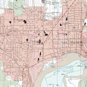Oak Harbor 1998 USGS Old Topographic Map - Whidbey Island - La Conner ...