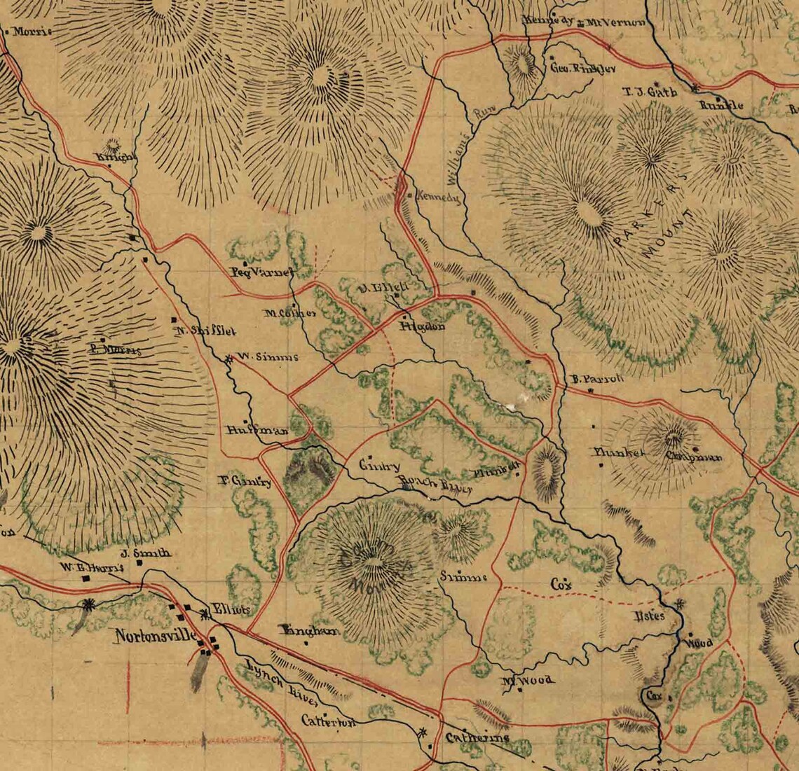 Greene County Virginia Ca 1860 Old Wall Map With Homeowner | Etsy