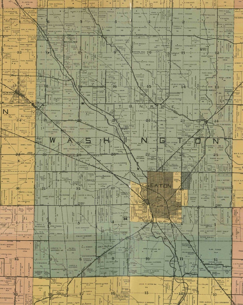 Preble County Ohio 1897 - Old Wall Map Reprint With Homeowner Names ...