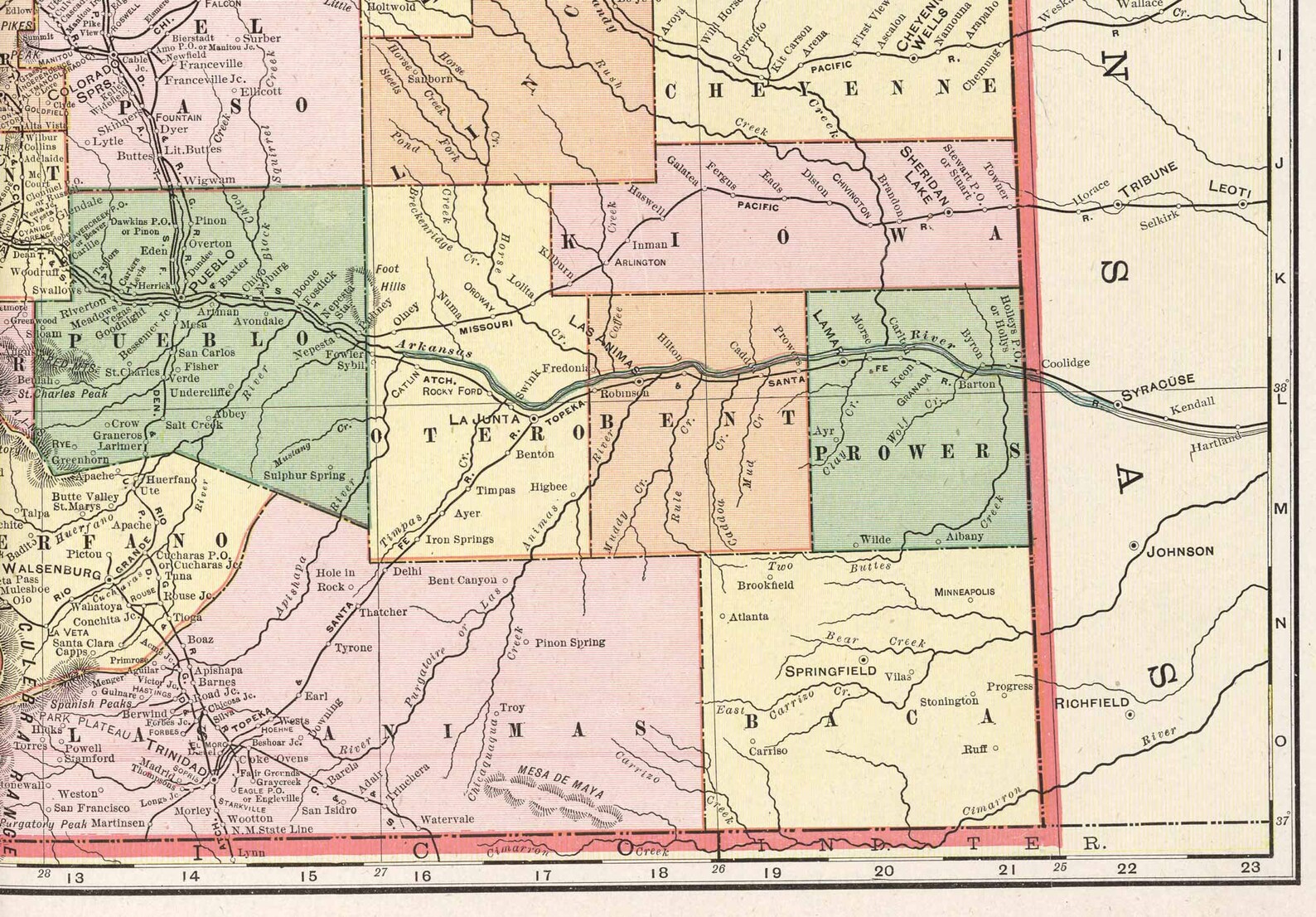Colorado State 1891 Old Map Reprint County Outlines - Etsy