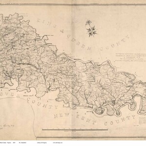 King William County Virginia 1865 Old Wall Map With Homeowners Names ...