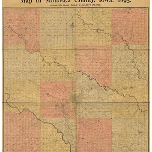 Mahaska County Iowa 1895 Old Wall Map With Landowner Names Farm Lines ...