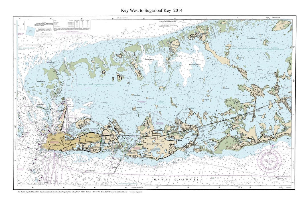 Key West to Sugarloaf Key 2014 - Nautical Map Florida - Custom Print ...