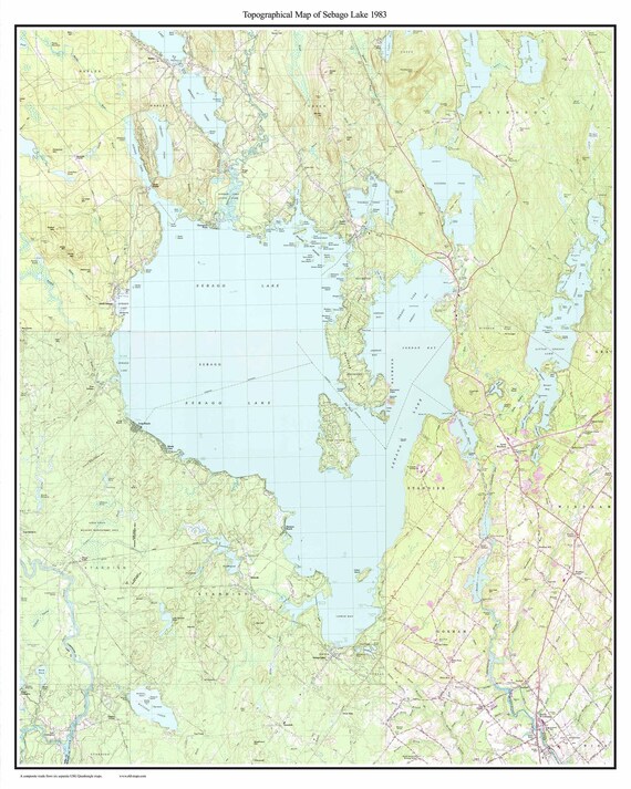 Sebago Lake 1984 Old Topographic Map USGS Custom Composite | Etsy