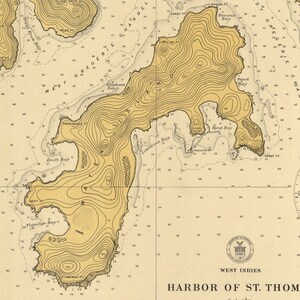 Saint Thomas Harbor - Virgin Islands - 1920 Nautical Map Including ...