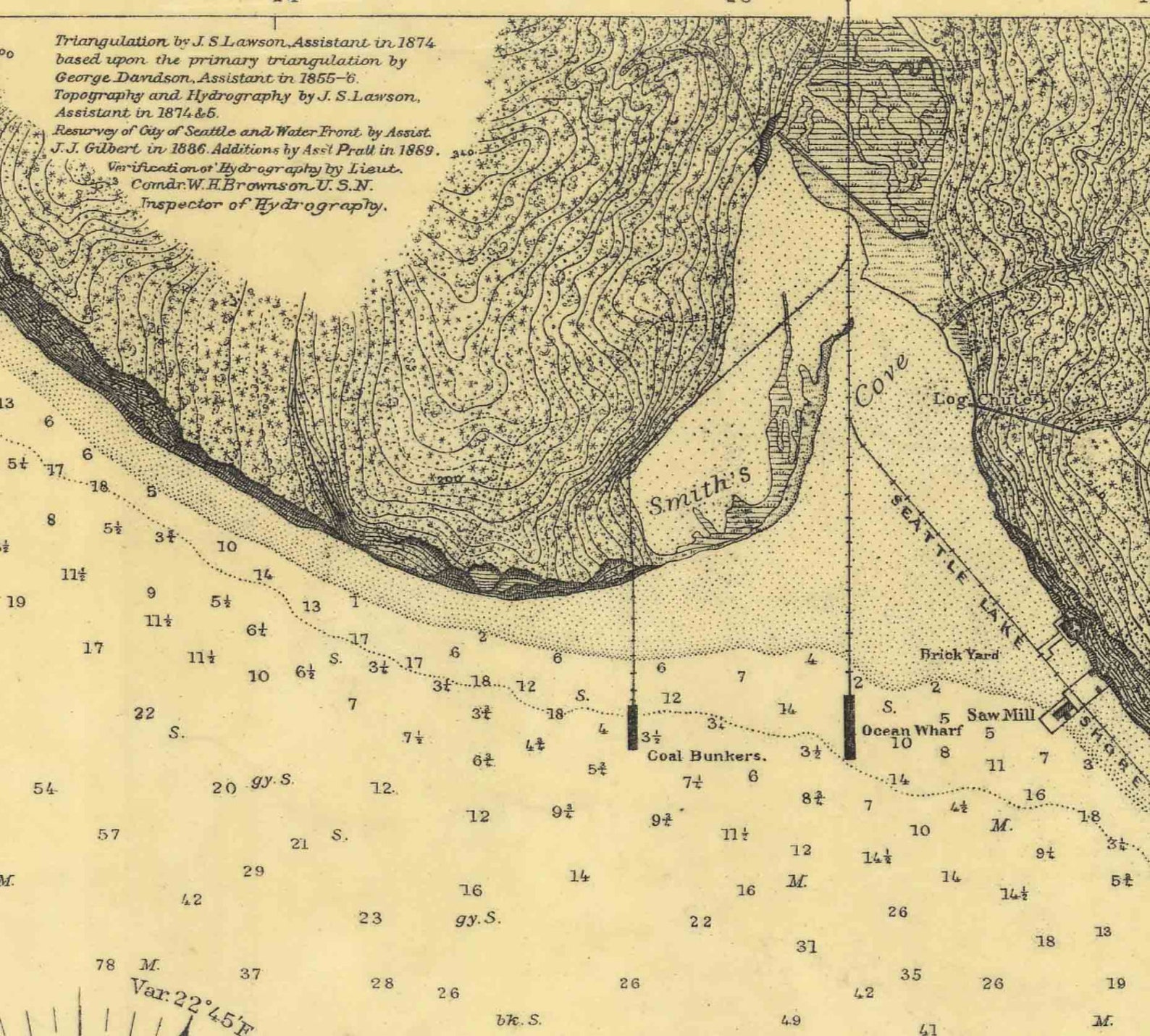 Seattle Harbor 1889 Nautical Map, Washington Territory, Reprint PC ...