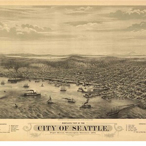 Seattle Washington Territory - 1878 E.S. Glover - Birds Eye View ...