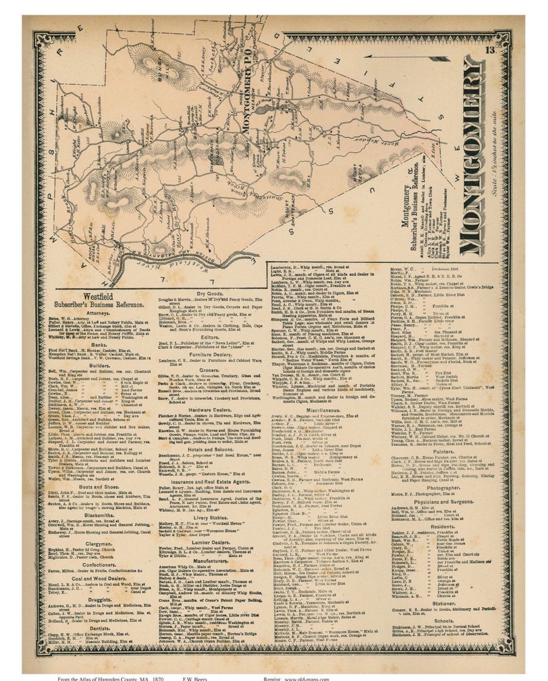 Montgomery 1870 Old Town Map Reprint Wesfield Business Directory ...