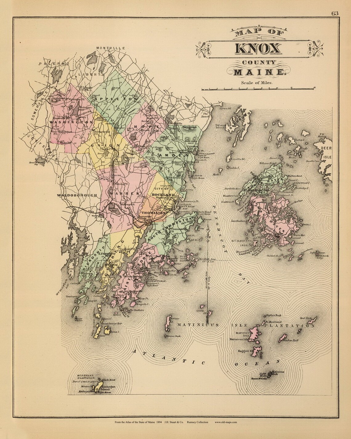 Knox County 1894 Old Map Reprint Maine State Atlas Stuart 031 - Etsy