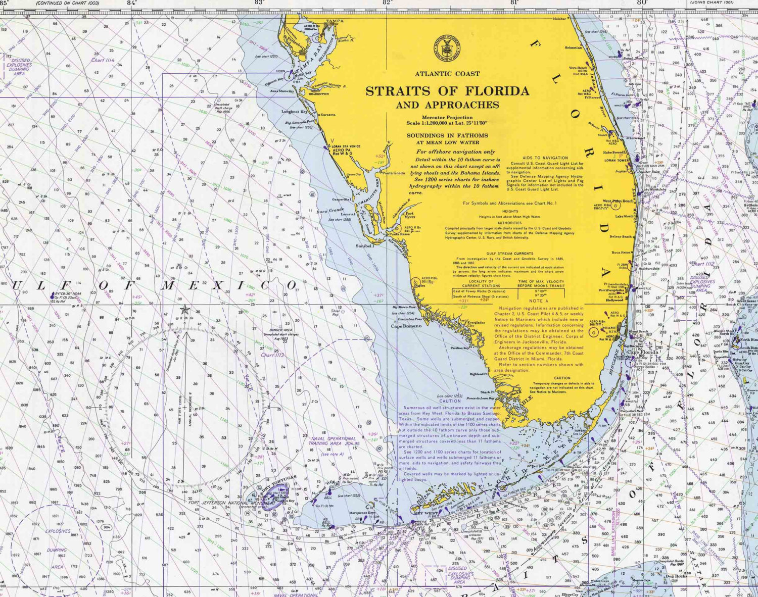Straits of Florida and Approaches 1973 Nautical Map | Etsy