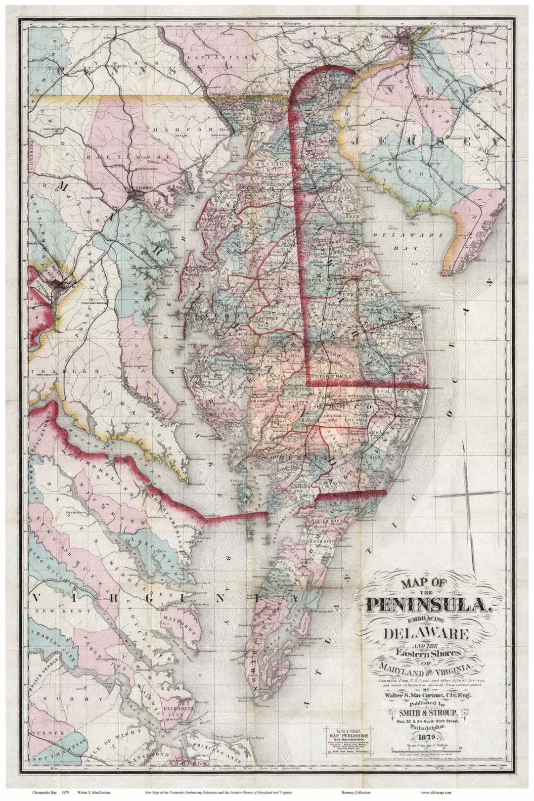 Chesapeake Bay - Delmarva Peninsula - 1879, Embracing Delaware and the ...