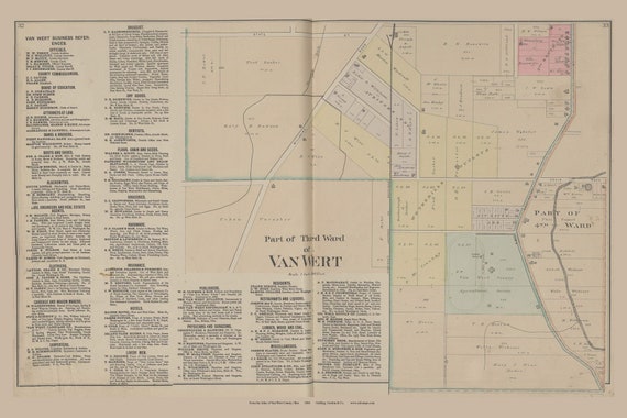 Van Wert Third Ward 1886 Old Town Map With Homeowner Names - Etsy