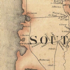 Lake Champlain & the Islands 1857 Map of Towns by Walling Composite Map ...