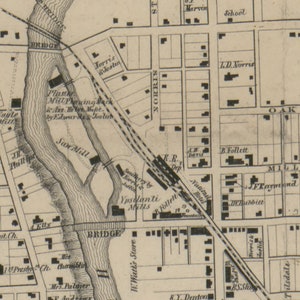 Ypsilanti City 1856 Old Town Map With Names - Michigan - Reprint ...