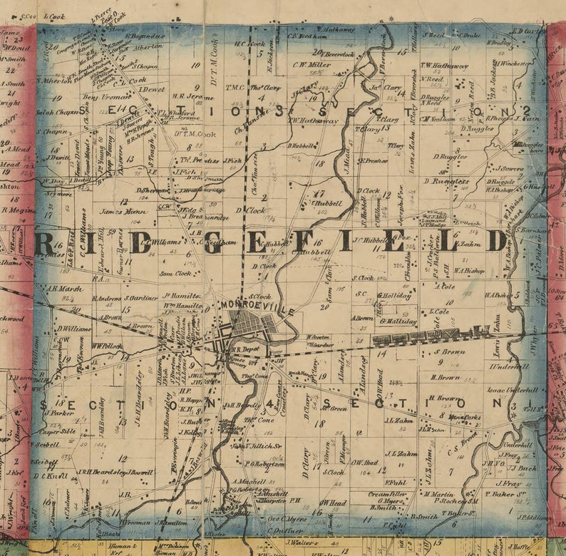 Huron County Ohio 1859 Old Wall Map Reprint With Homeowner - Etsy