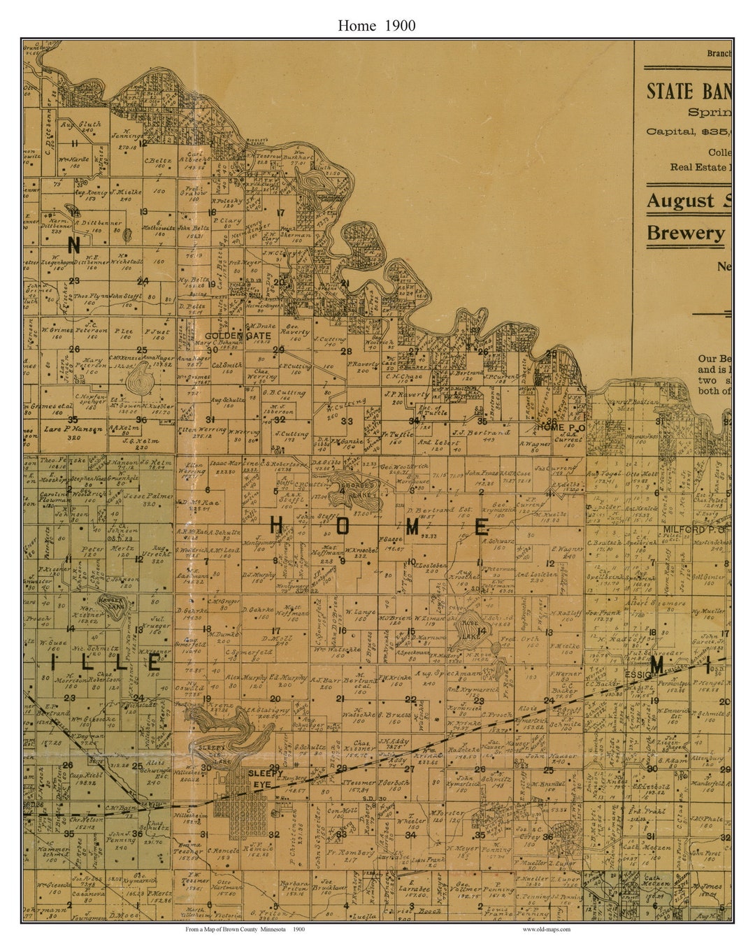 Home 1900 Old Town Map With Homeowner Names Minnesota Sleepy Eye ...