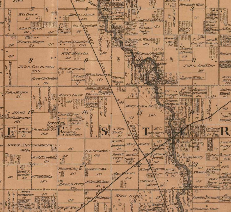 Black Hawk County Iowa 1887 - Old Wall Map Reprint With Landowner Names ...