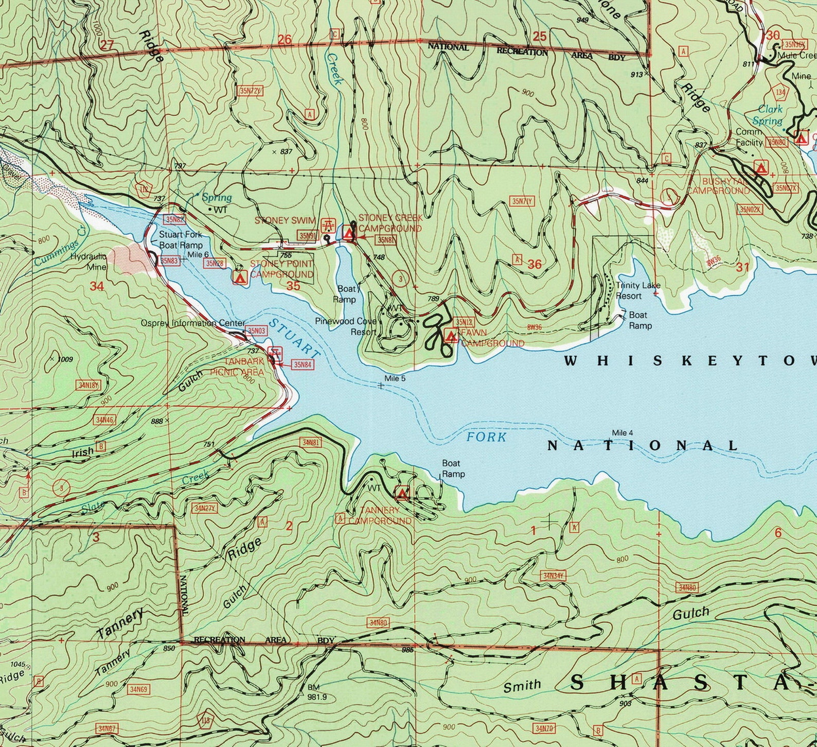 Trinity Lake 1998 Old Topographic Map USGS Custom Composite - Etsy
