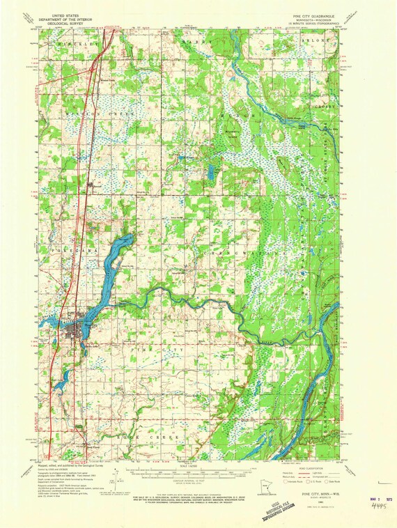 Pine City 1961 1973 Old Topo Map Quad Reprint USGS | Etsy