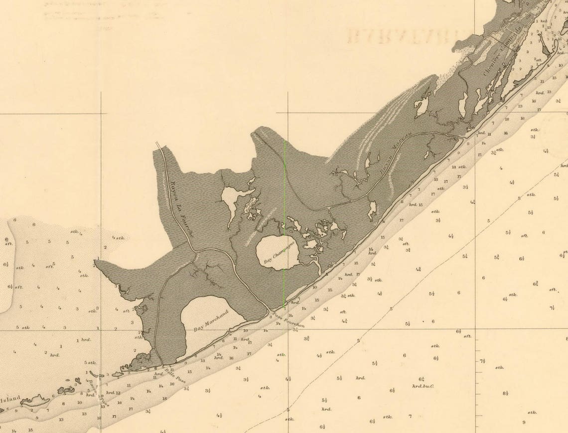 Barataria Bay & Terrebonne Bay 1895 Nautical Old Map Reprint - Etsy