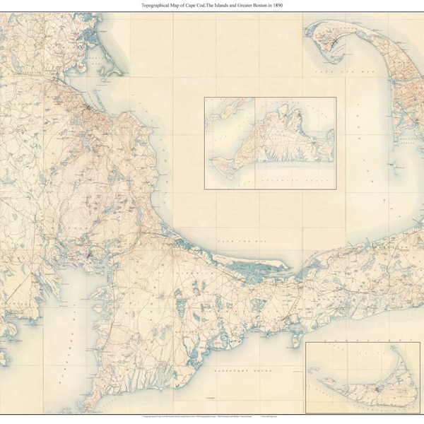 Topographic Map of Cape Cod - Etsy