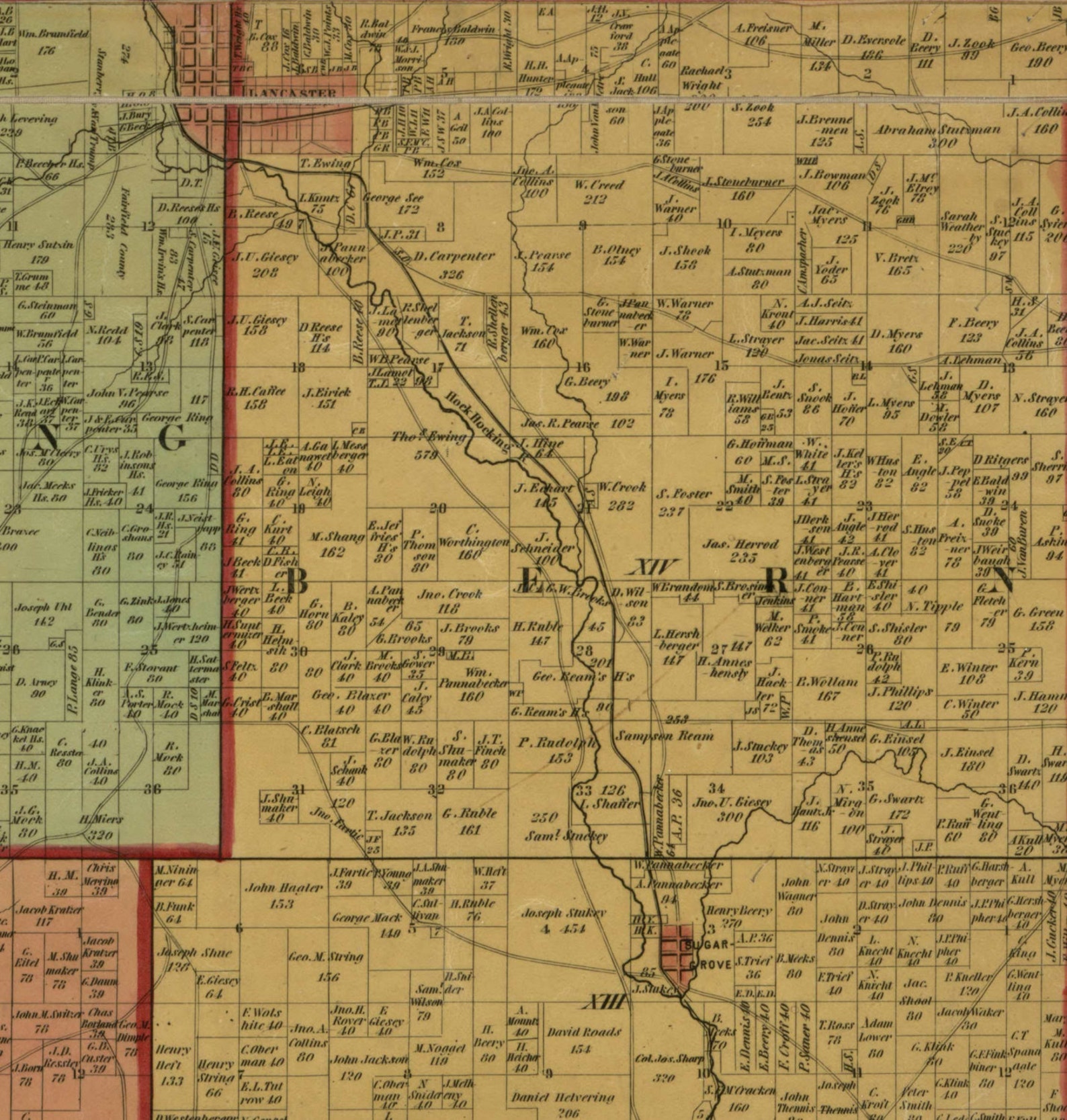 Fairfield County Ohio 1848 Old Wall Map Reprint With | Etsy