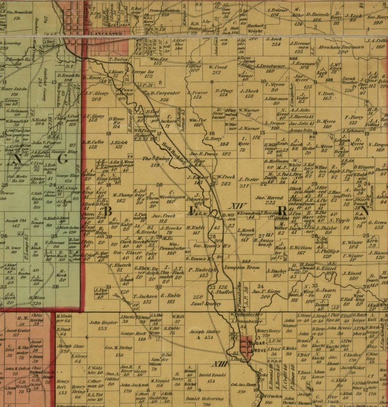 Fairfield County Ohio 1848 Old Wall Map Reprint With | Etsy